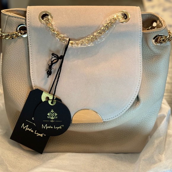 Moda Luxe | Bags | Moda Luxe Cream Rose Small Handbag With Gold Chain ...